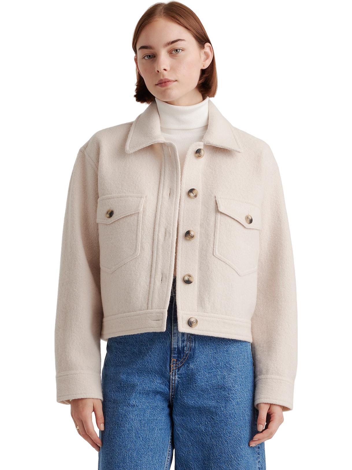 QUINCE Merino Wool Cropped Shirt Jacket